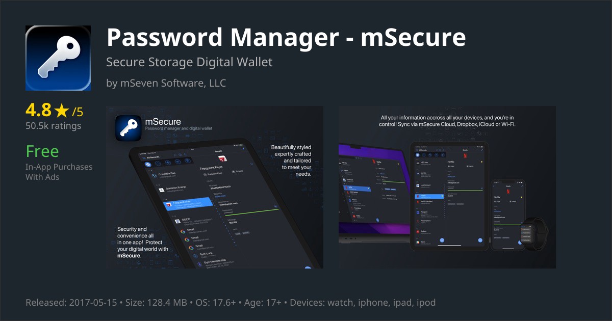 mSecure - Password Manager & Digital Wallet