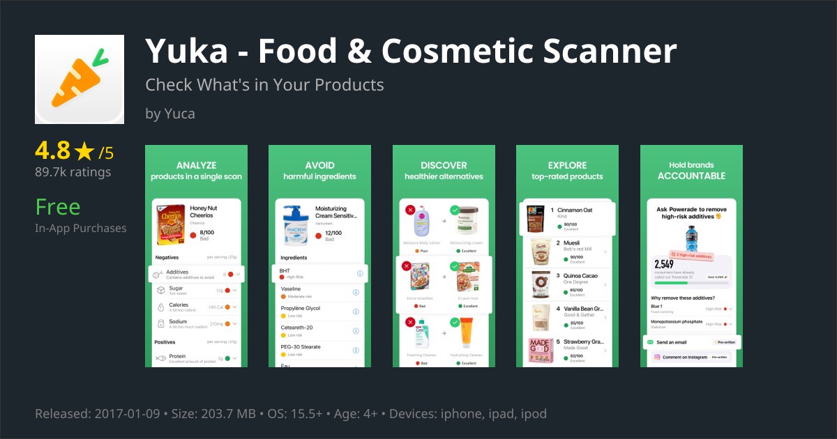 Yuka - Food & Cosmetic Scanner App