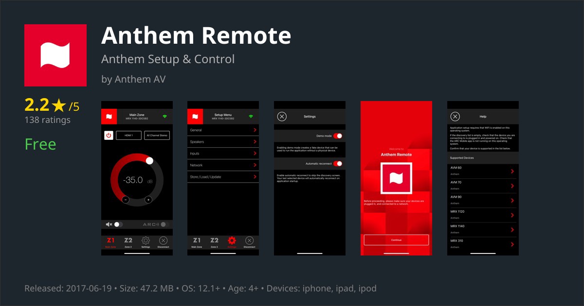 Anthem Remote - AV Receiver Control App | AppsHunter