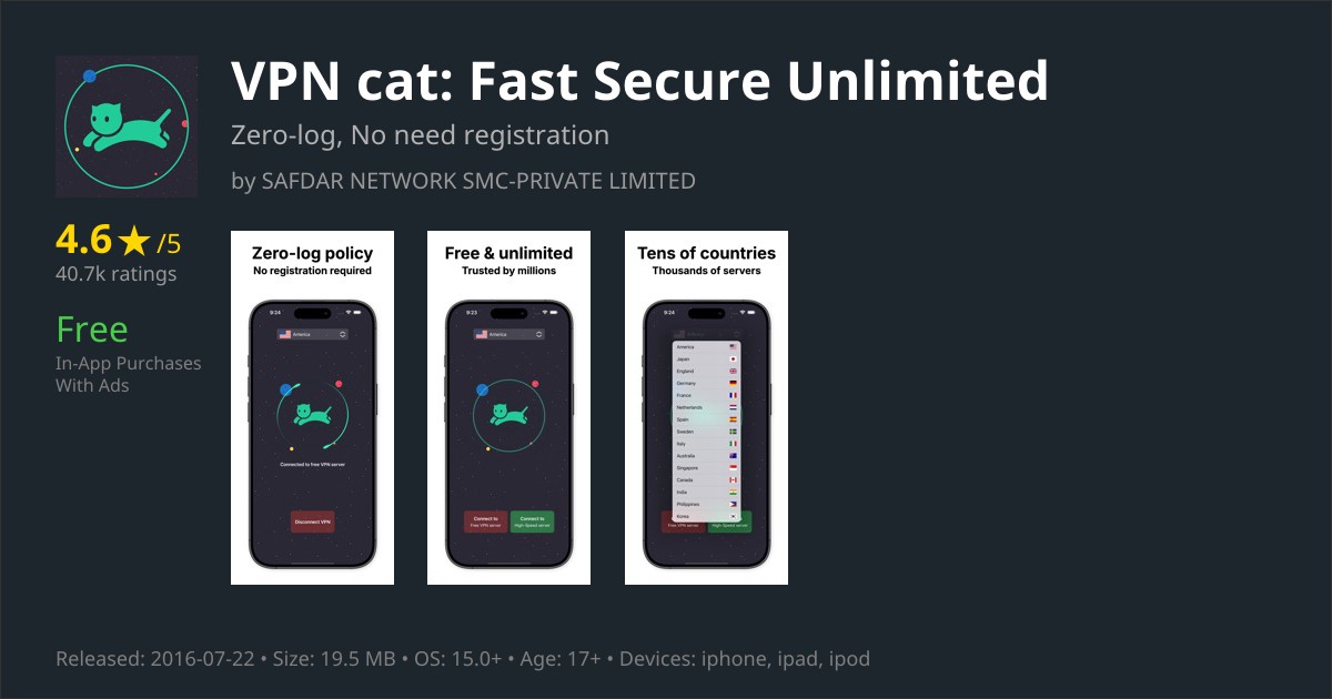 VPN cat app for iPhone — Download