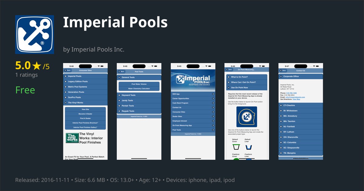 Imperial Pools App for iPhone - Download