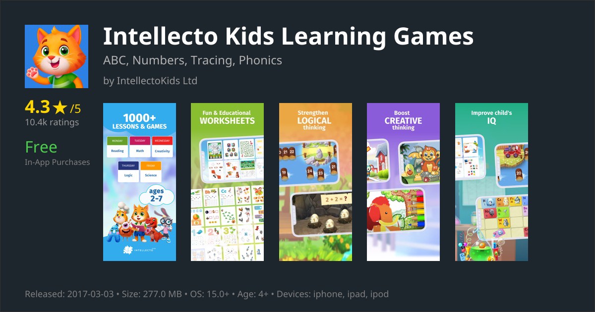 Intellecto Kids Learning Games App Reviews – Features, Pricing & User ...