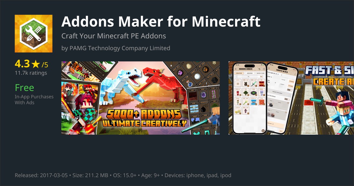Addons Maker for Minecraft App Reviews – Features, Pricing & User Ratings