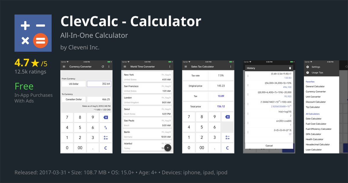 ClevCalc - All-In-One Calculator & Converters