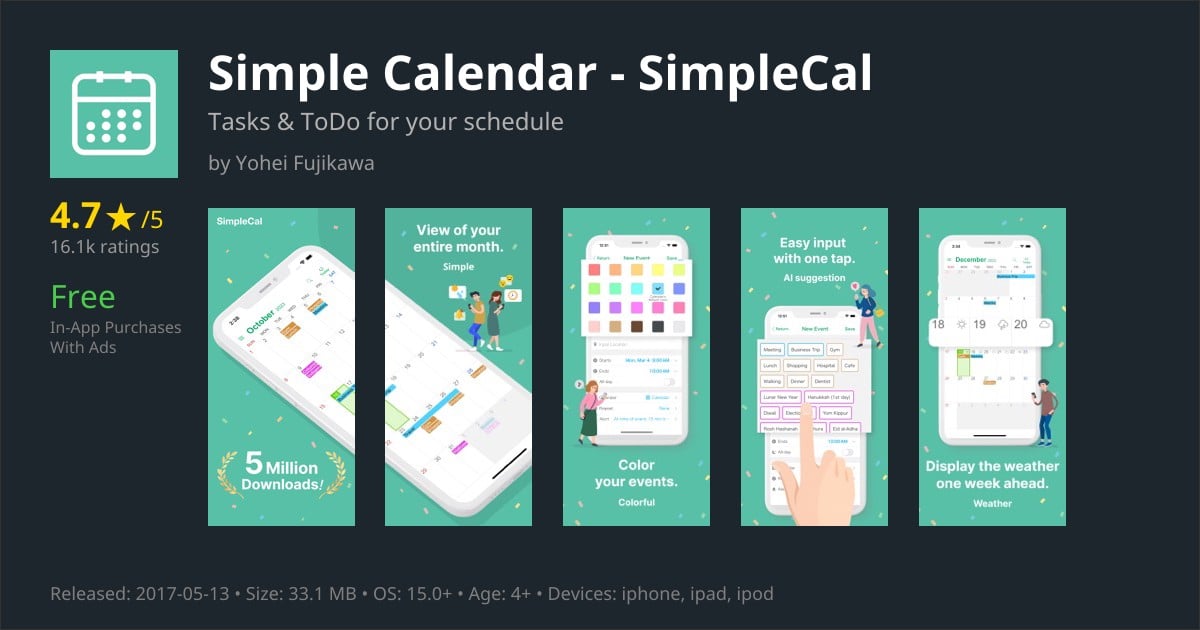 Simple Calendar - Tasks, ToDo, Schedule Sync