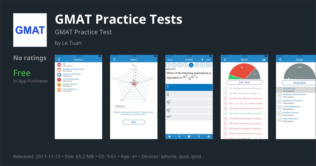 GMAT Practice Tests App for iPhone - Download