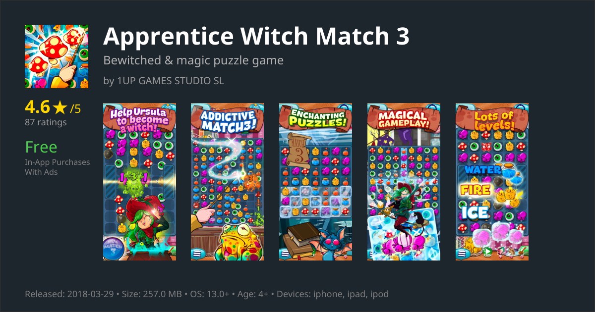 Apprentice Witch Match 3 - Magic Puzzle Game