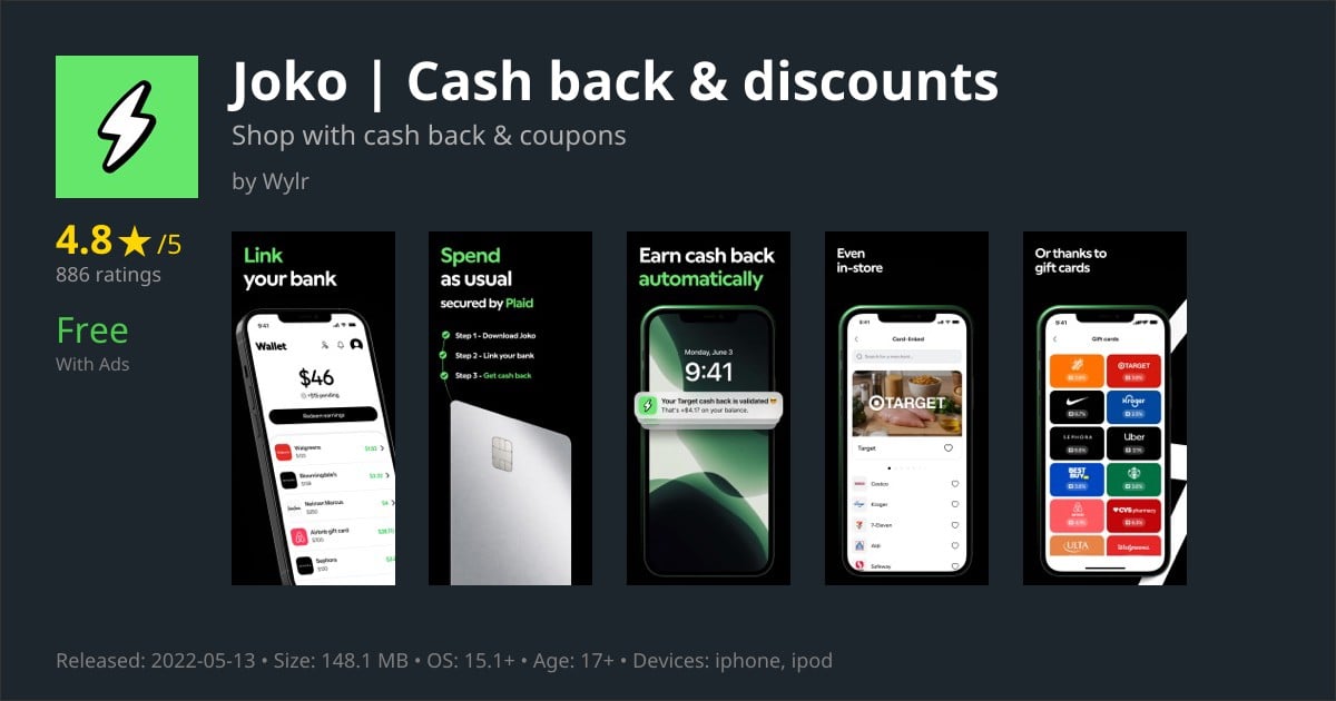 Joko | Cash back & discounts app for iPhone — Download