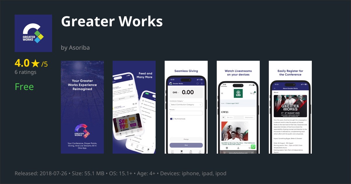 Greater Works App for iPhone - Download