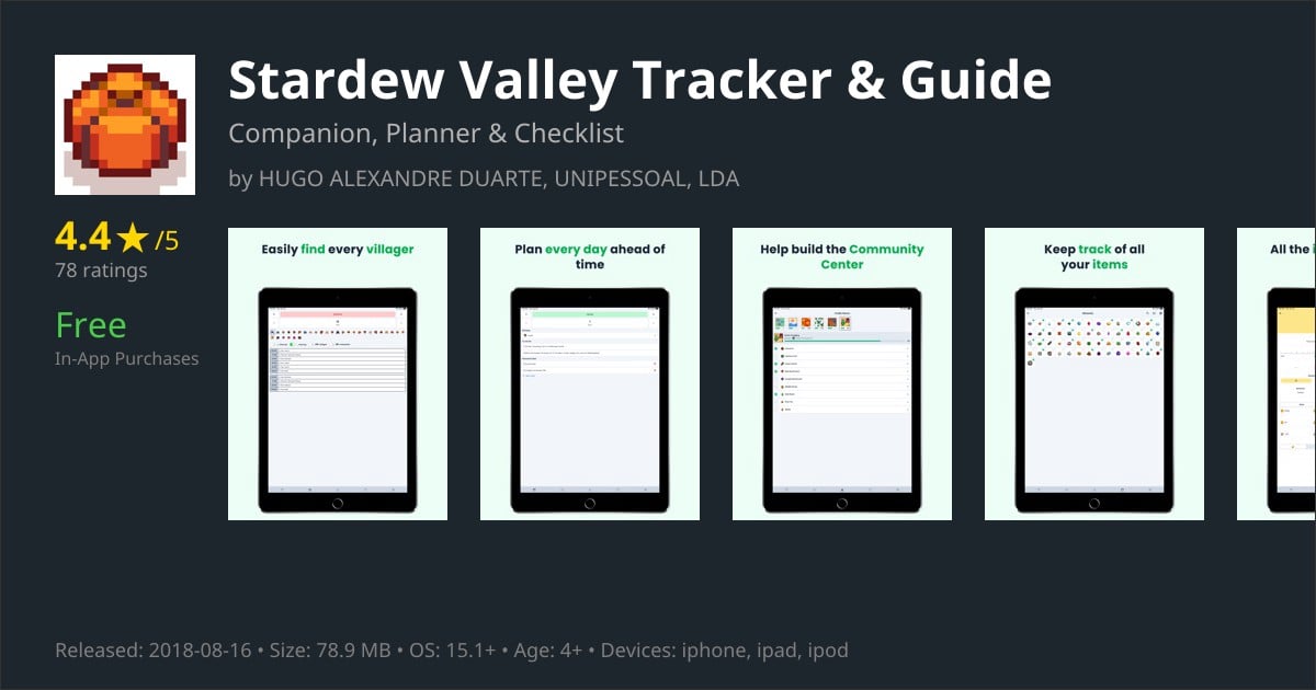 Stardew Valley Tracker & Guide – 49 user reviews