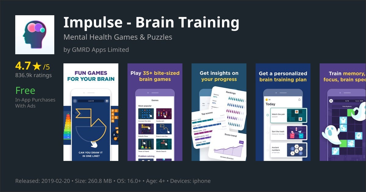 Impulse Brain Training - Memory, Focus, IQ Tests