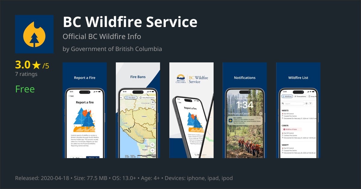 BC Wildfire Service app for iPhone — Download