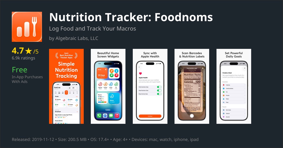 Nutrition Tracker app for iPhone — Download