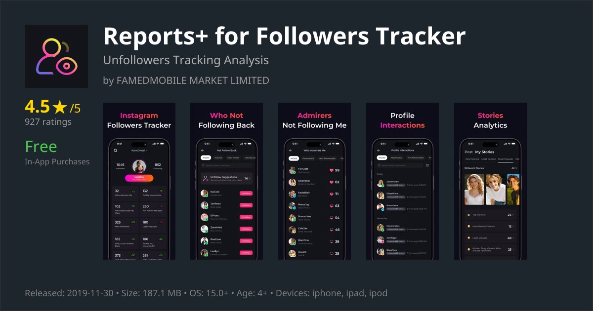 Reports+ for Followers Tracker app for iPhone — Download
