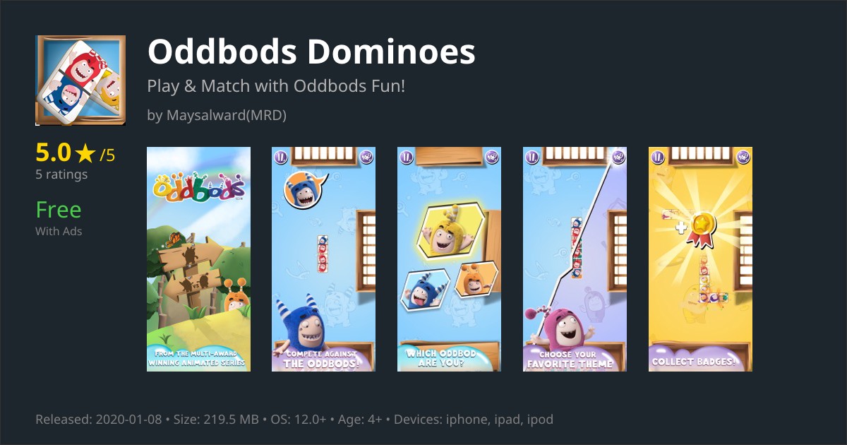 Oddbods Dominoes - Preschool Matching Game