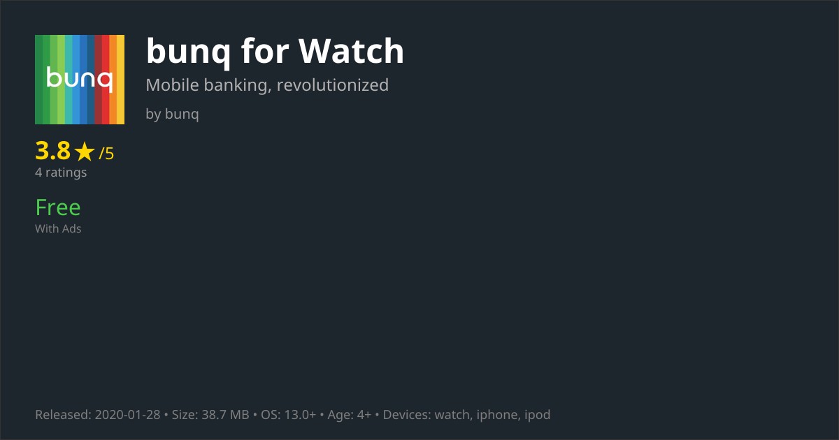 bunq for Watch App for Apple Watch - Download