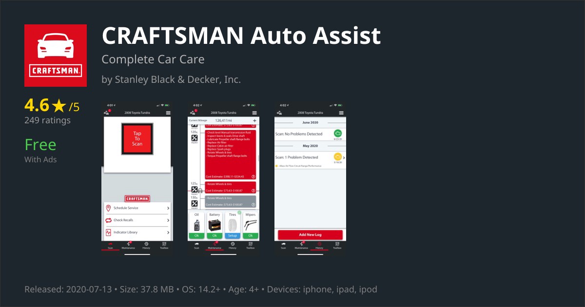 CRAFTSMAN Auto Assist App Reviews – Features, Alternatives & User Ratings