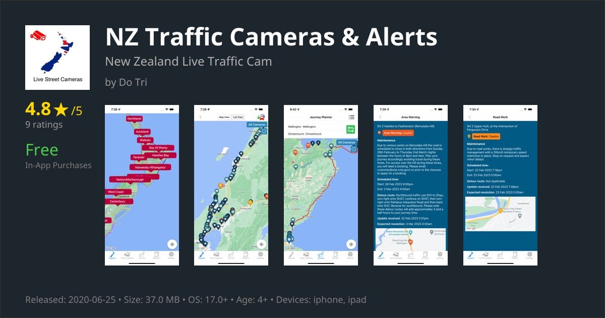 NZ Traffic Cameras & Alerts app for iPhone — Download