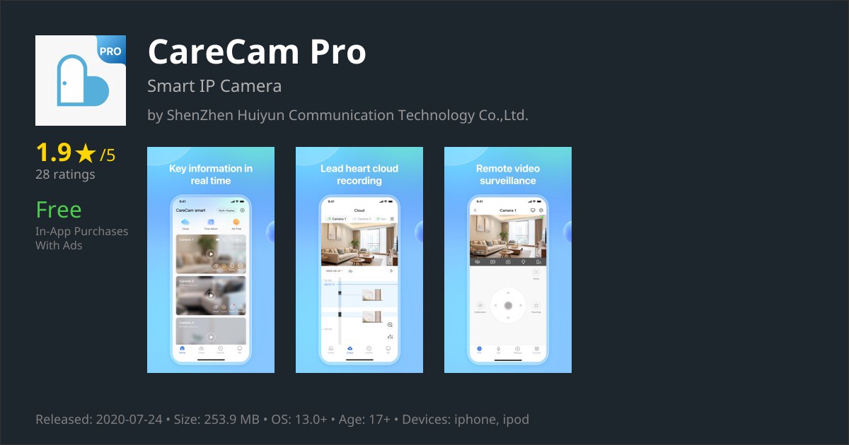 CareCam Pro - Smart IP Camera, Remote Monitoring