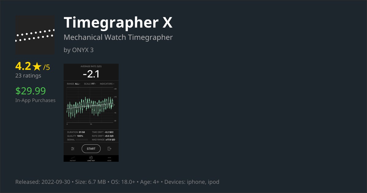 Timegrapher X - Watch Accuracy Tester & Analyzer