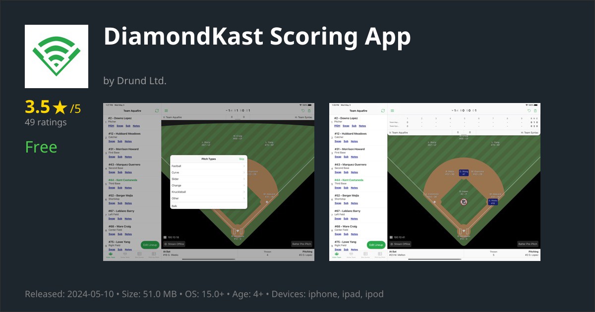 DiamondKast Scoring App app for iPhone — Download