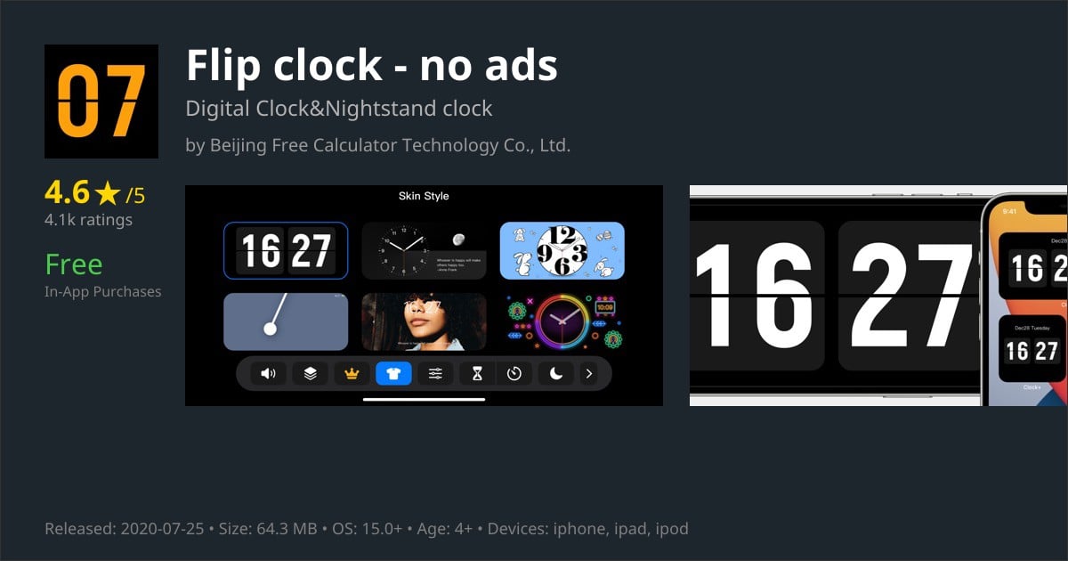 Flip clock app for iPhone - Download