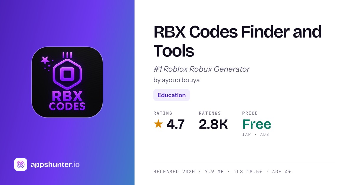 RBX Codes Finder and Tools app for iPhone — Download