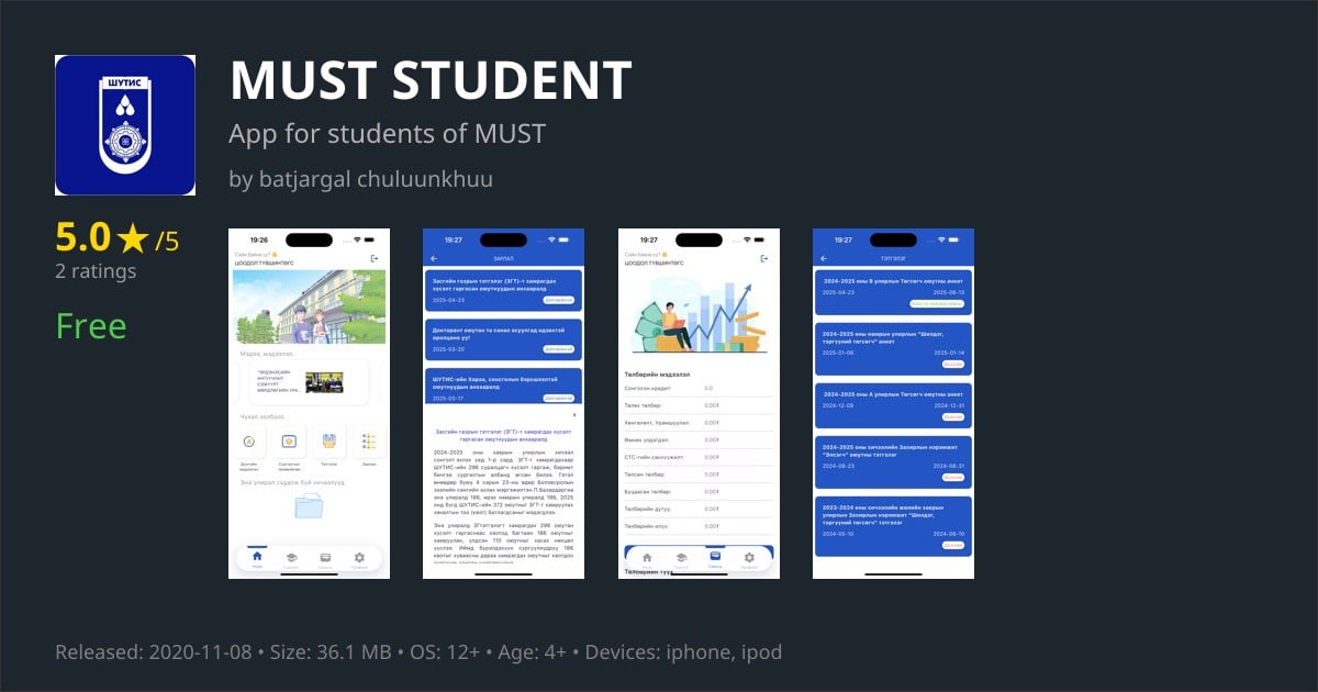 MUST STUDENT App for iPhone - Download
