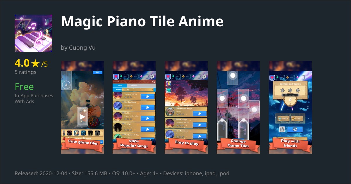 Magic Piano Tile Anime - Rhythm Game, Anime OST