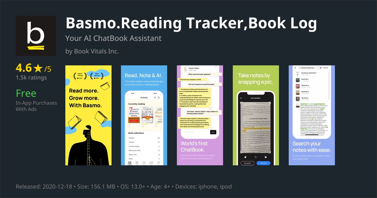 Basmo.Reading Tracker,Book Log App Reviews – Features, Pricing & User ...