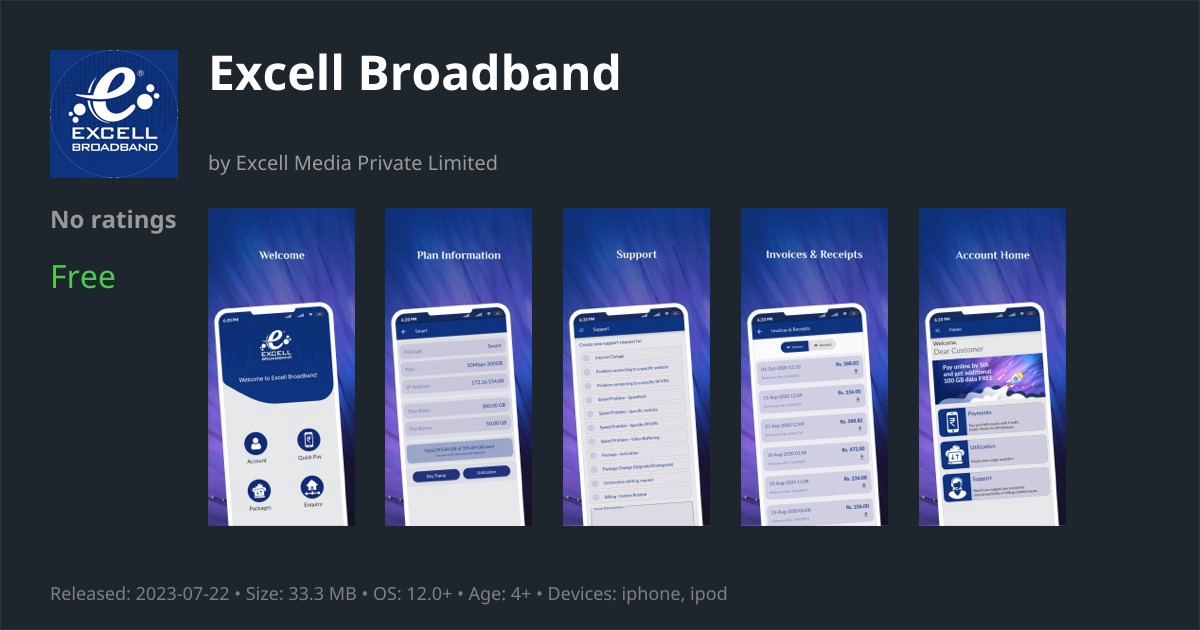 Excell Broadband App for iPhone - Download