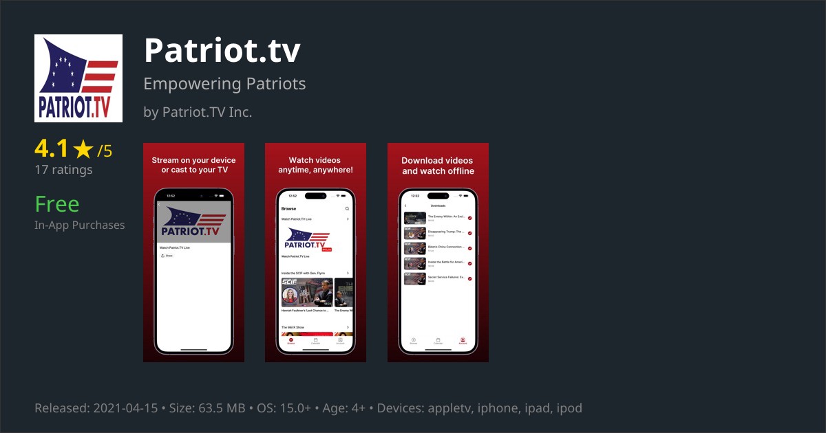 Patriot.tv App Reviews – Features, Pricing & User Ratings