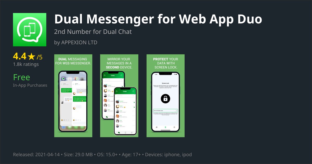 Dual Messenger for Web App Duo app for iPhone - Download