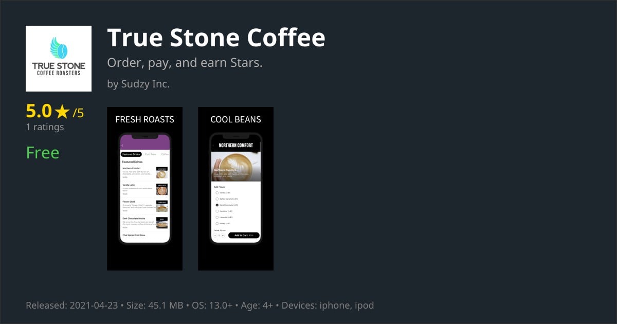 True Stone Coffee App for iPhone - Download