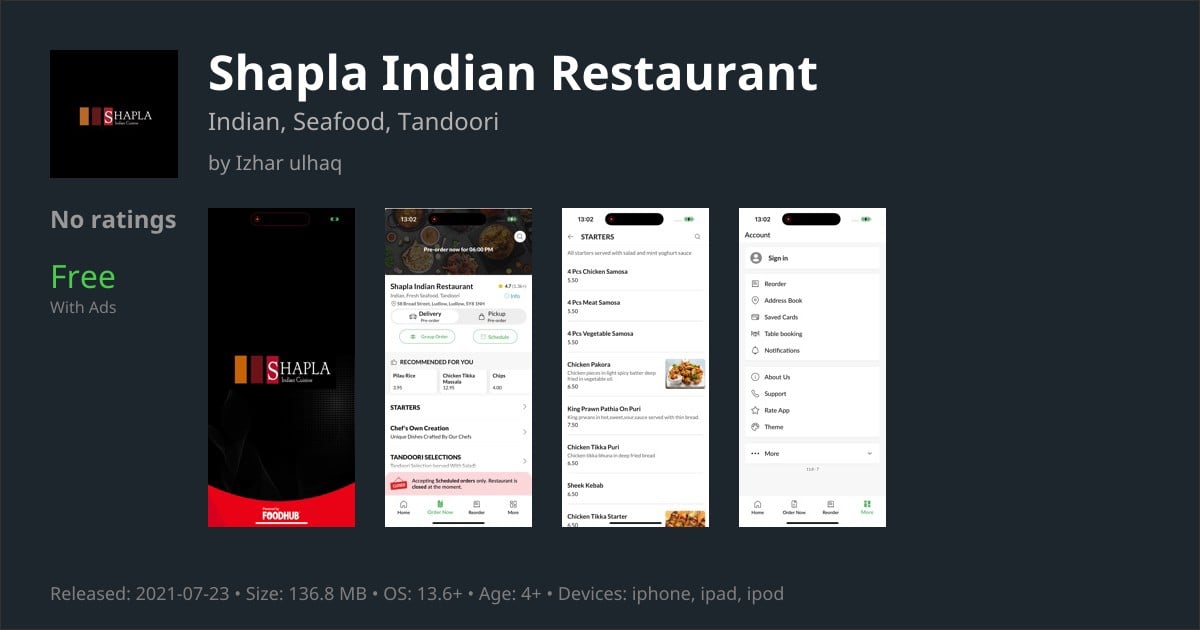 Shapla Indian Restaurant - Order Indian Food Online