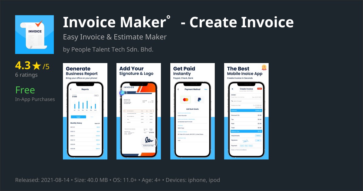 Invoice Maker゜ App for iPhone - Download