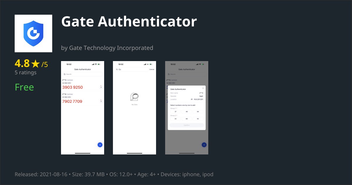 Gate Authenticator App for iPhone - Download