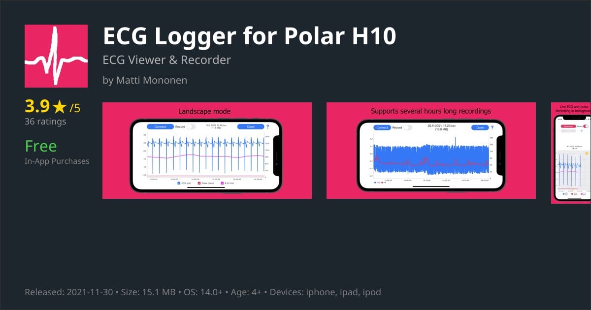 ECG Logger for Polar H10 app for iPhone - Download