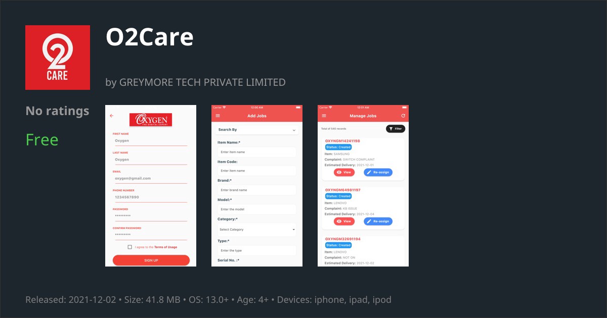 O2Care App for iPhone - Download