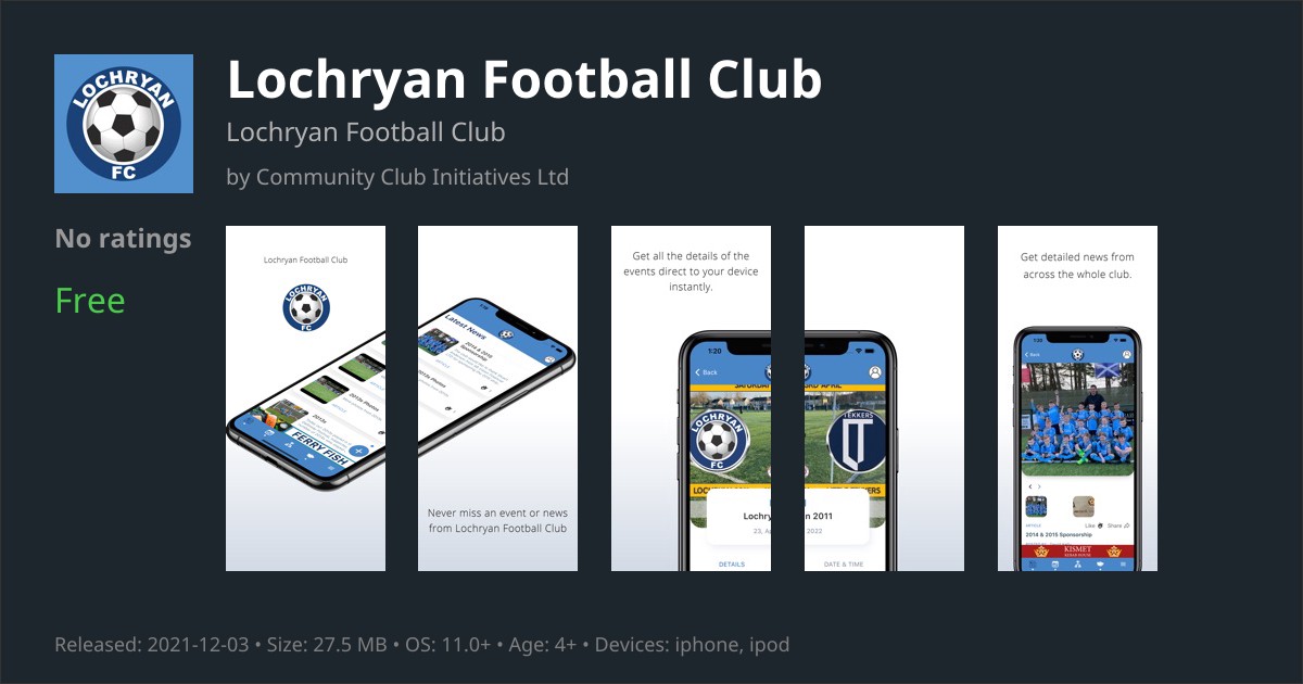 Lochryan Football Club App for iPhone - Download