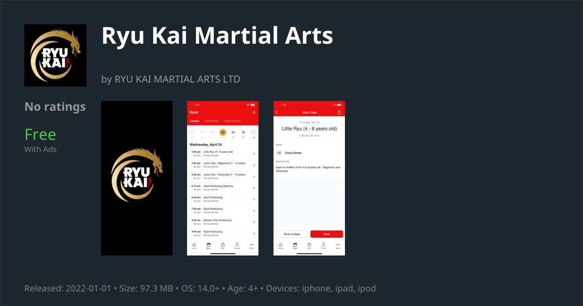 Ryu Kai Martial Arts App for iPhone - Download