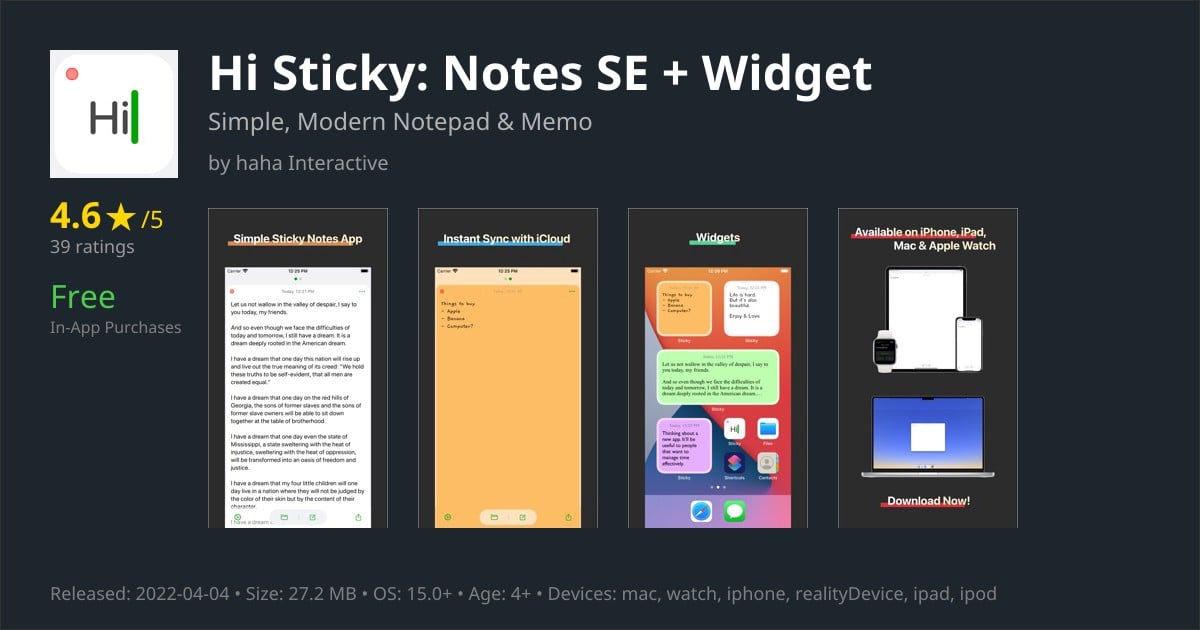 Hi Sticky app for iPhone — Download
