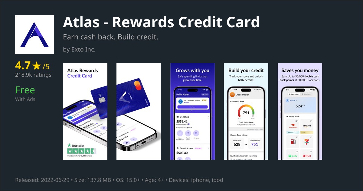 Atlas Rewards Credit Card - Build Credit, Earn Cash Back