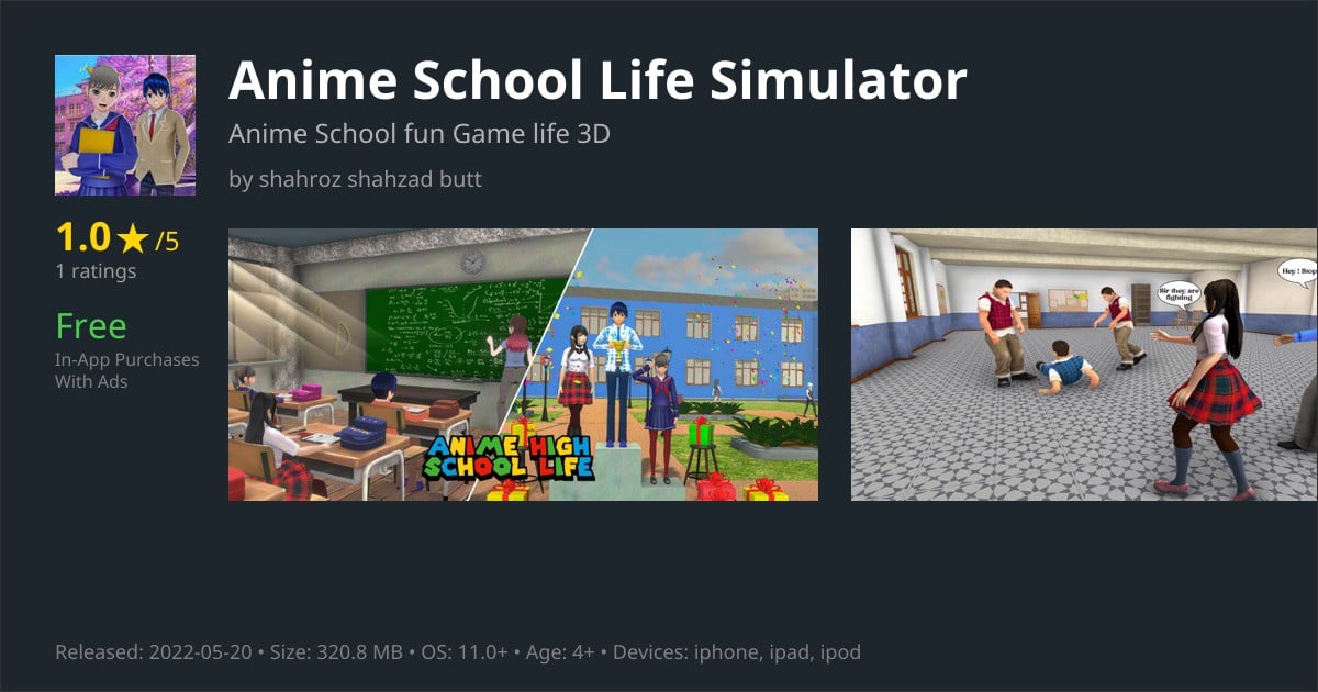 Anime School Life Simulator game for iPhone - Download