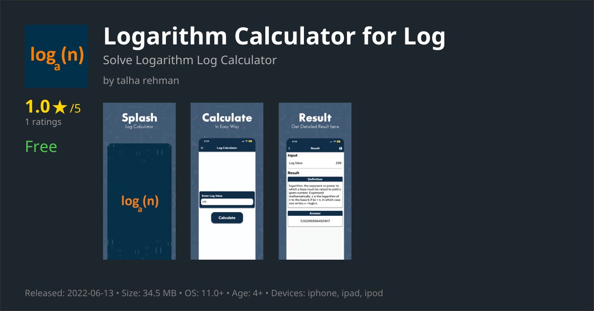 Logarithm Calculator for Log App Reviews – Features, Alternatives ...