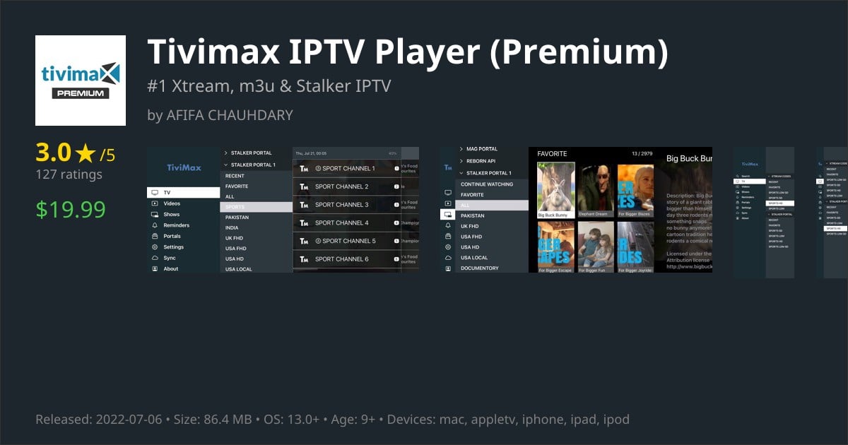 Tivimax IPTV Player (Premium) app for iPhone — Download