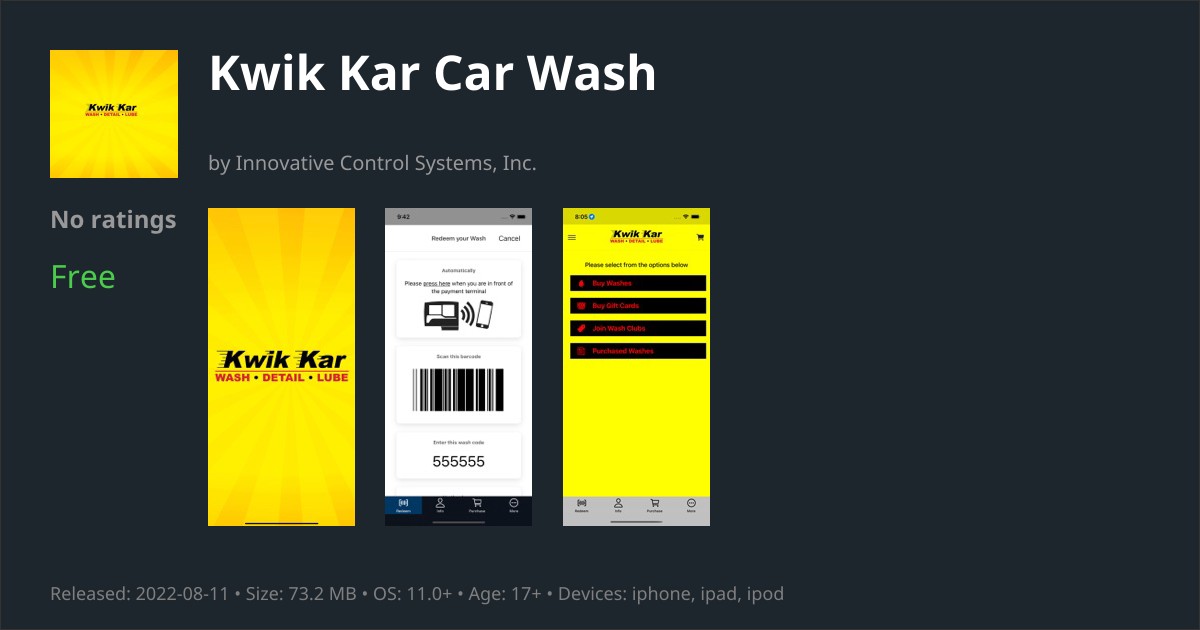 Kwik Kar Car Wash App for iPhone - Download