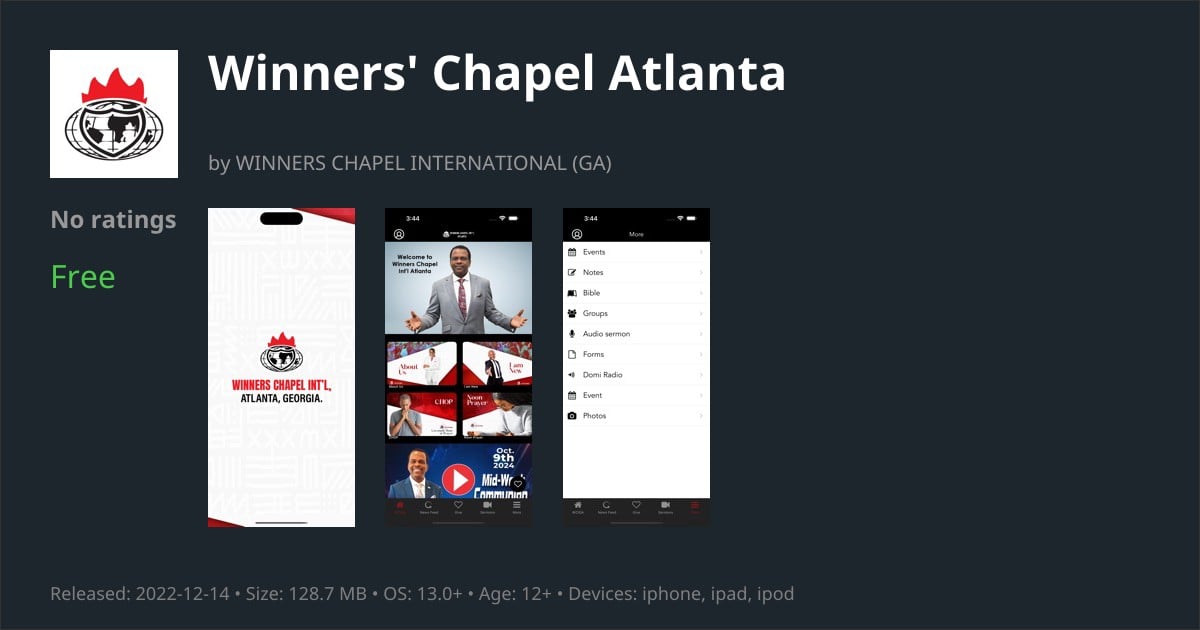 Winners' Chapel Atlanta App for iPhone - Download