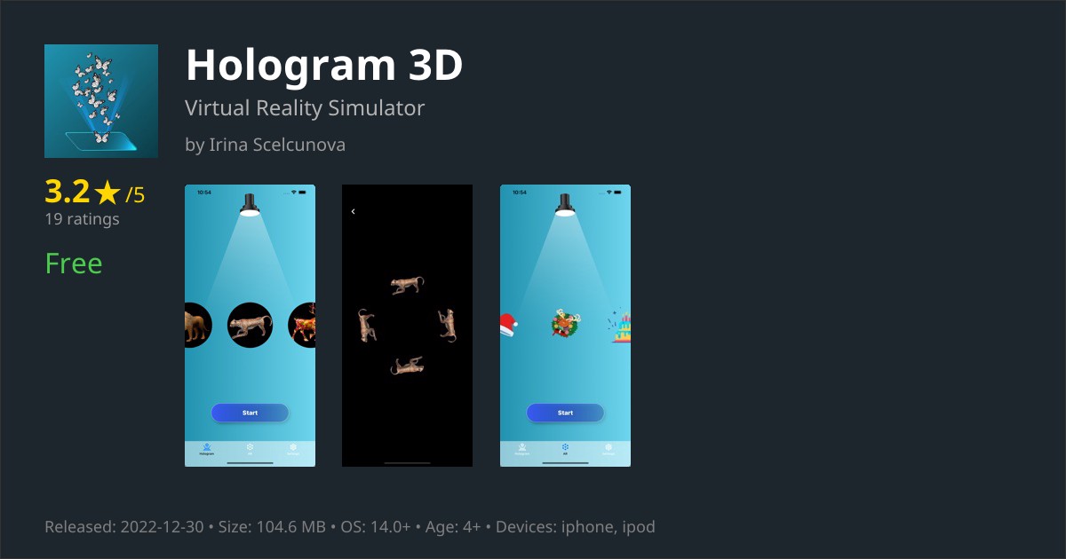 Hologram 3D - Virtual Reality Simulator App
