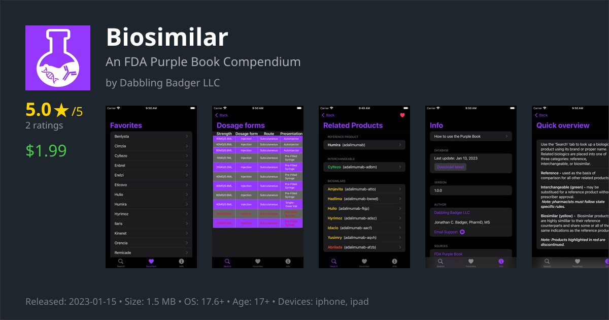 Biosimilar App for iPhone - Download